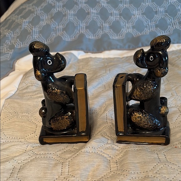 Accents | 195s Black And Gold Poodle Bookends | Poshmark